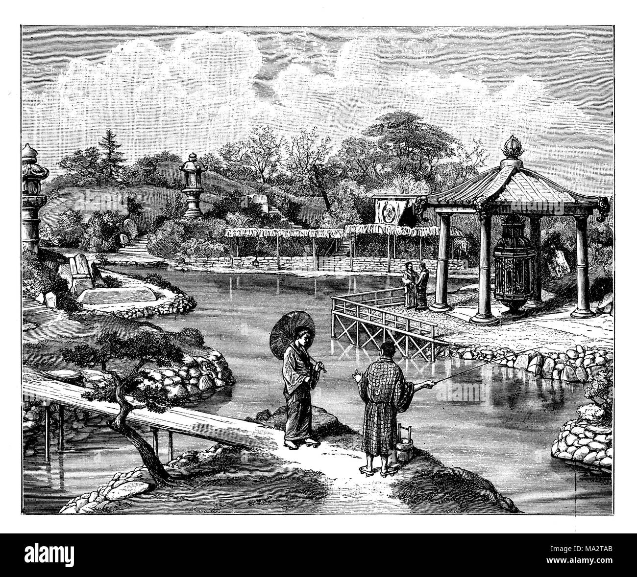 Japanese garden in old Cut Out Stock Images & Pictures - Alamy