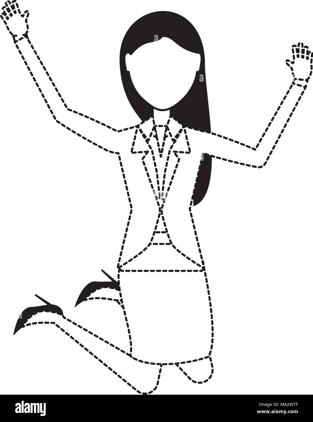 avatar excited businesswoman jumping over white background, vector ...