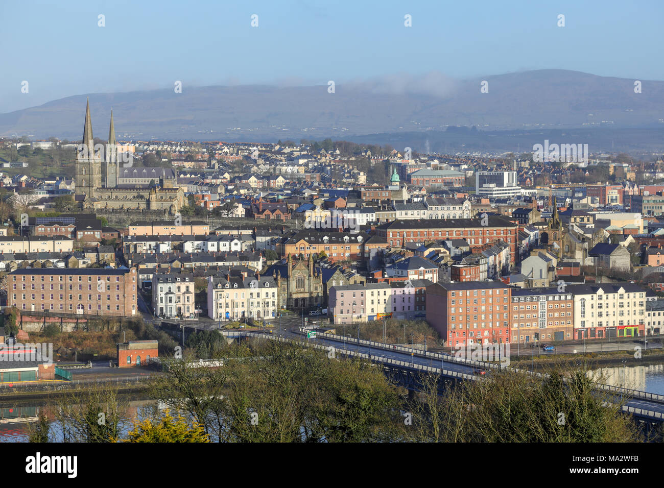 Derry, Londonderry and the River Foyle, Northern Ireland Stock Photo ...