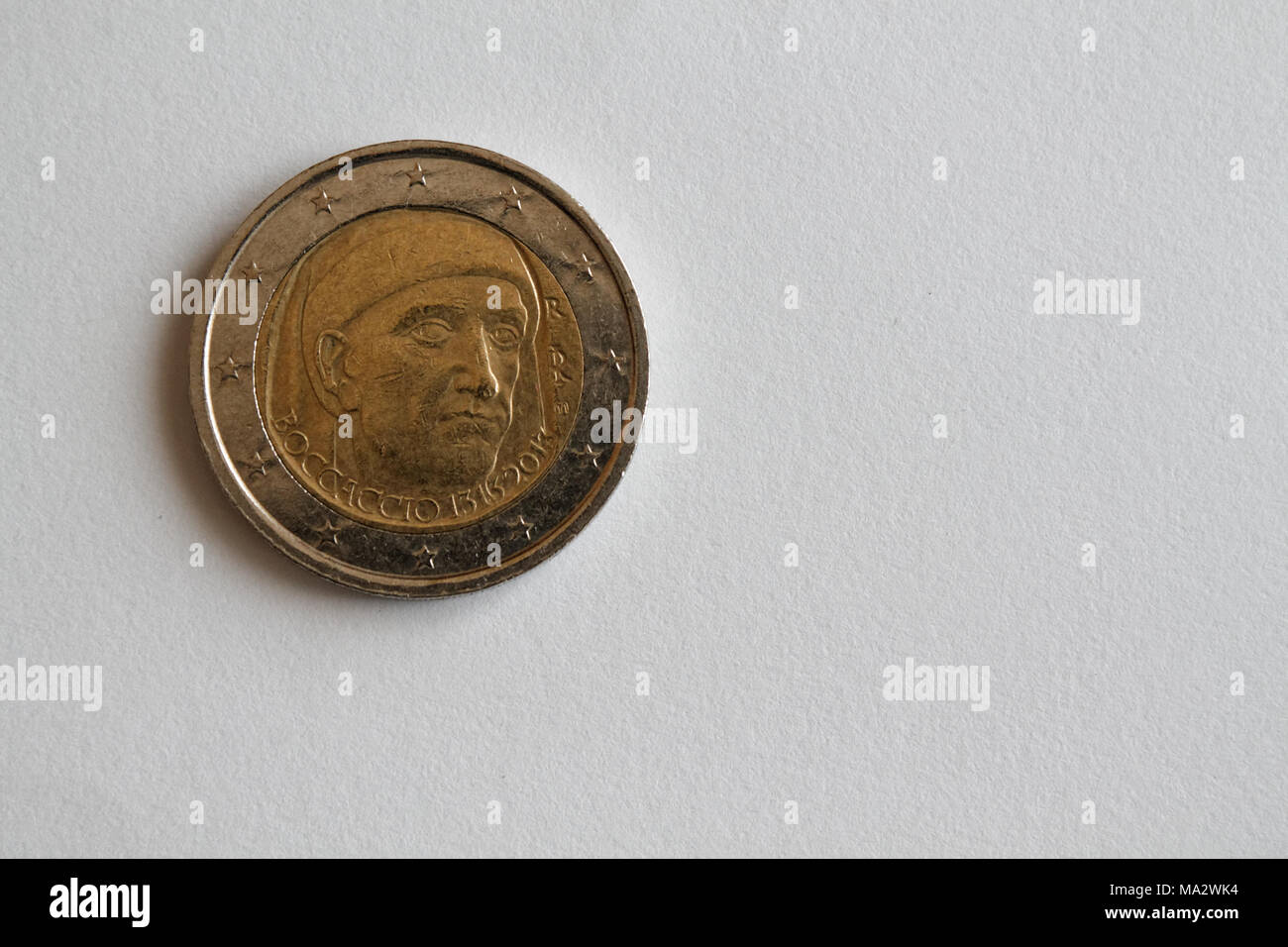 One euro coin lie on isolated white background Denomination is 2 euro ...