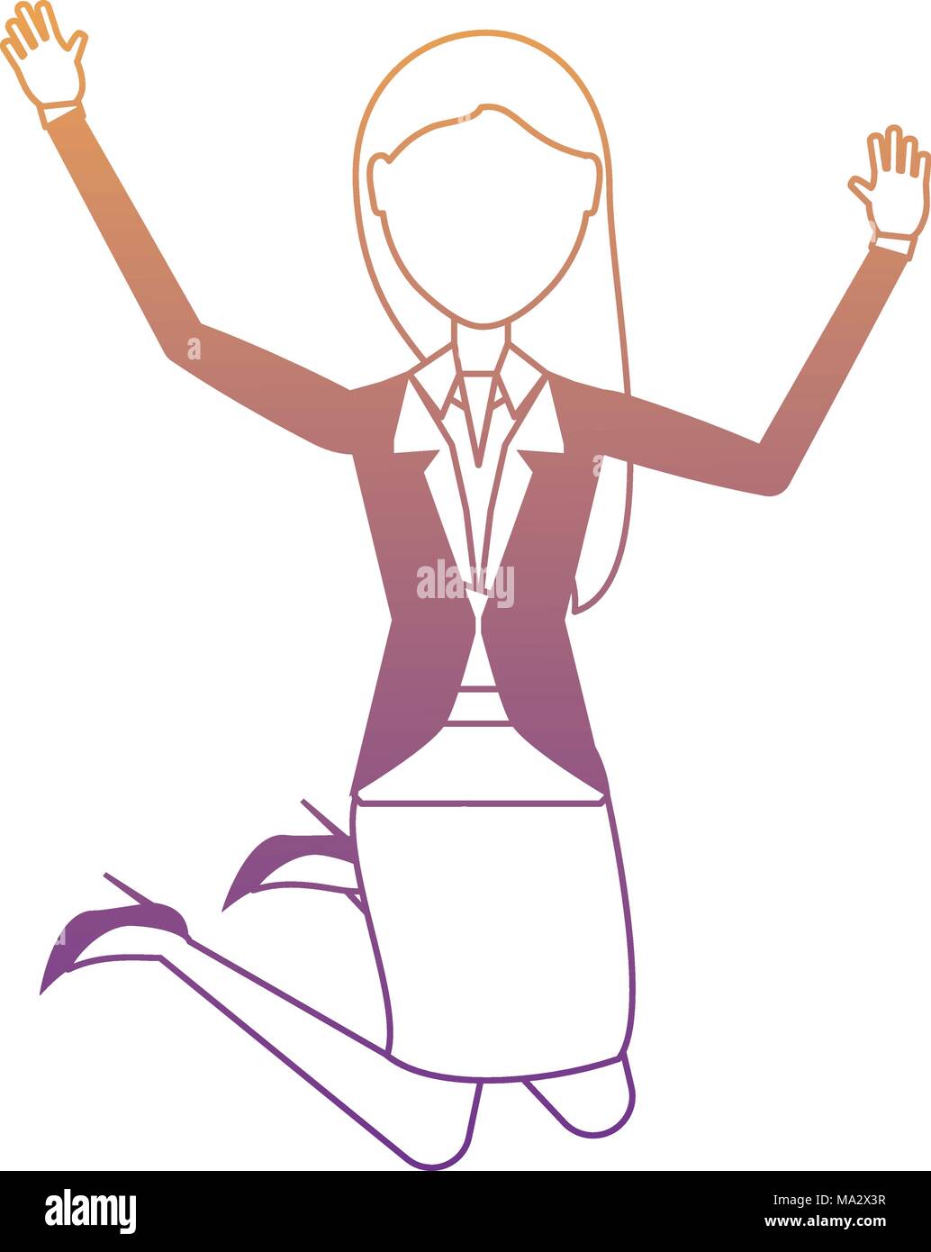avatar excited businesswoman jumping over white background, colorful ...