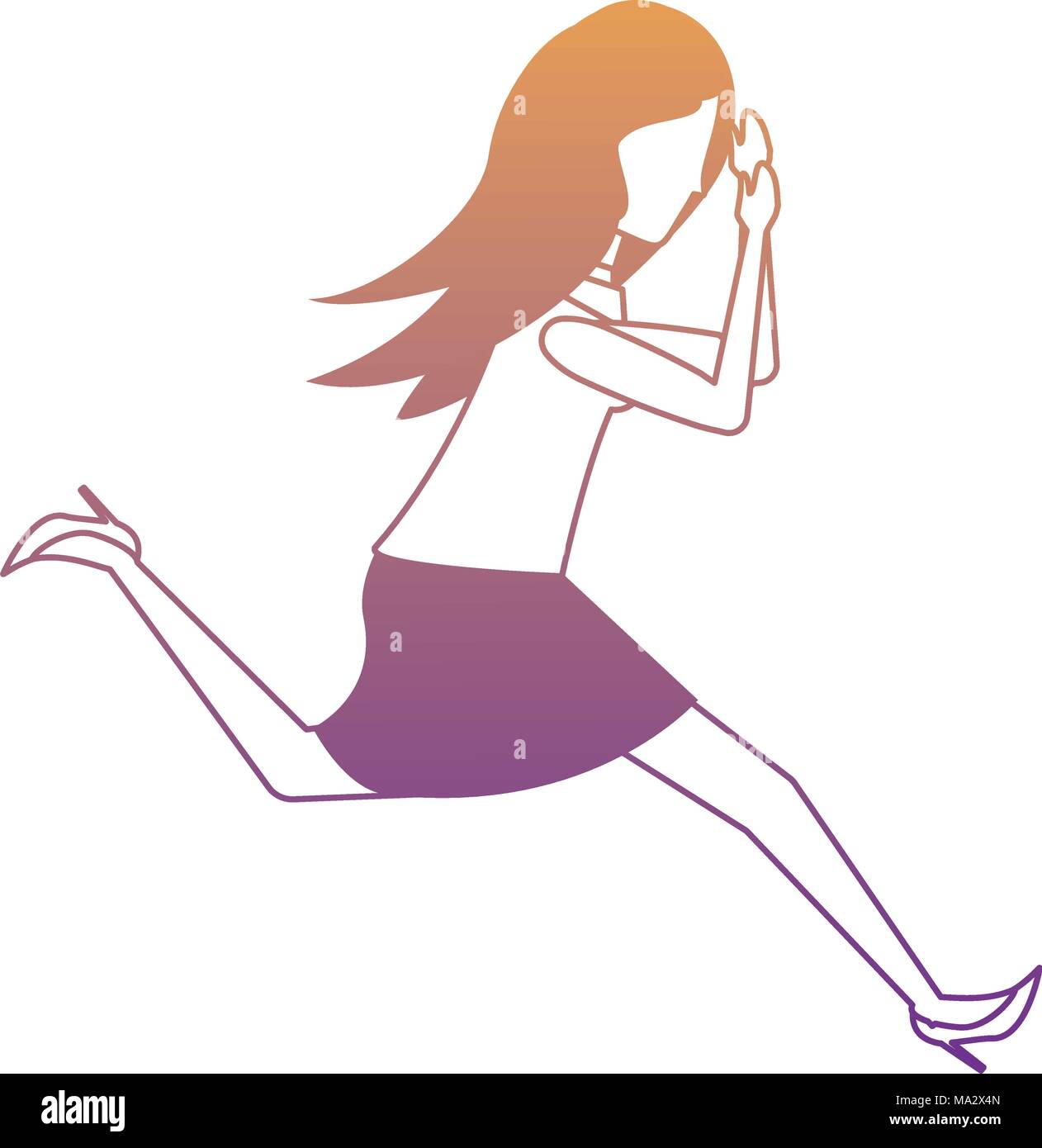 avatar businesswoman running over white background, colorful design ...