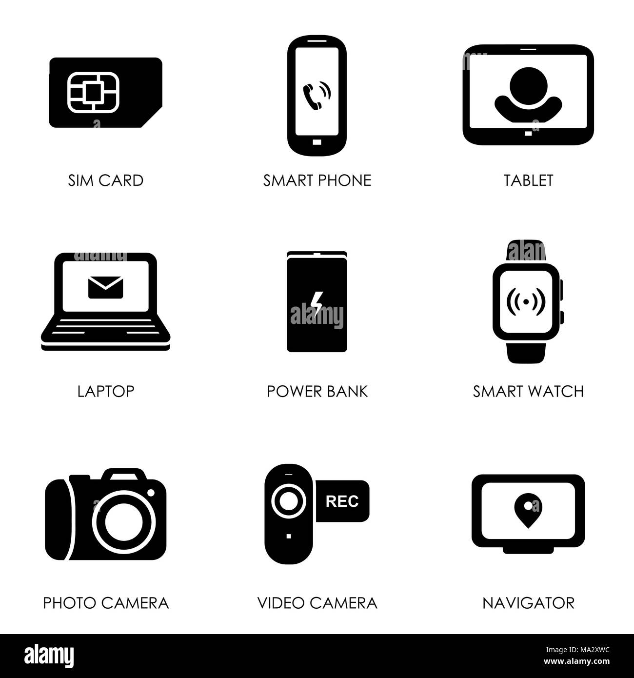 Mobile portable devices icon set symbol flat style vector illustration ...