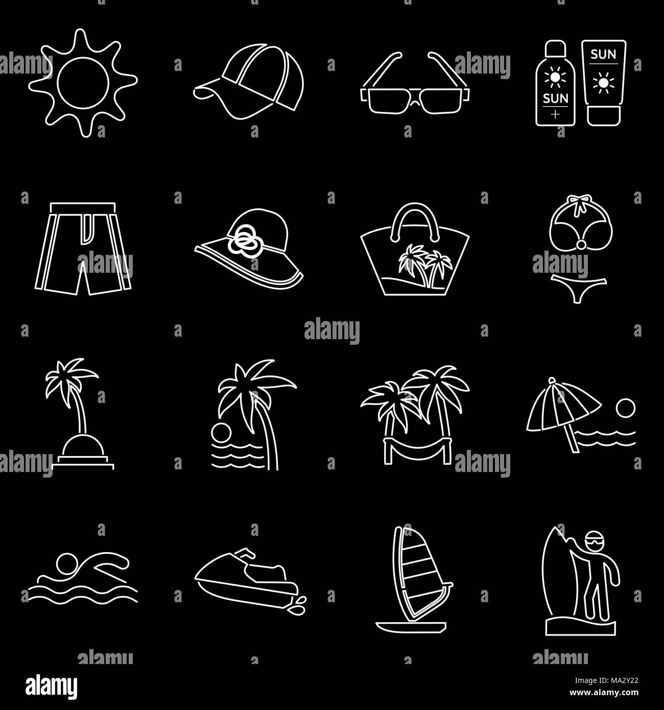 Beach summer icon set. Travel, tourism and vacation icon vector ...