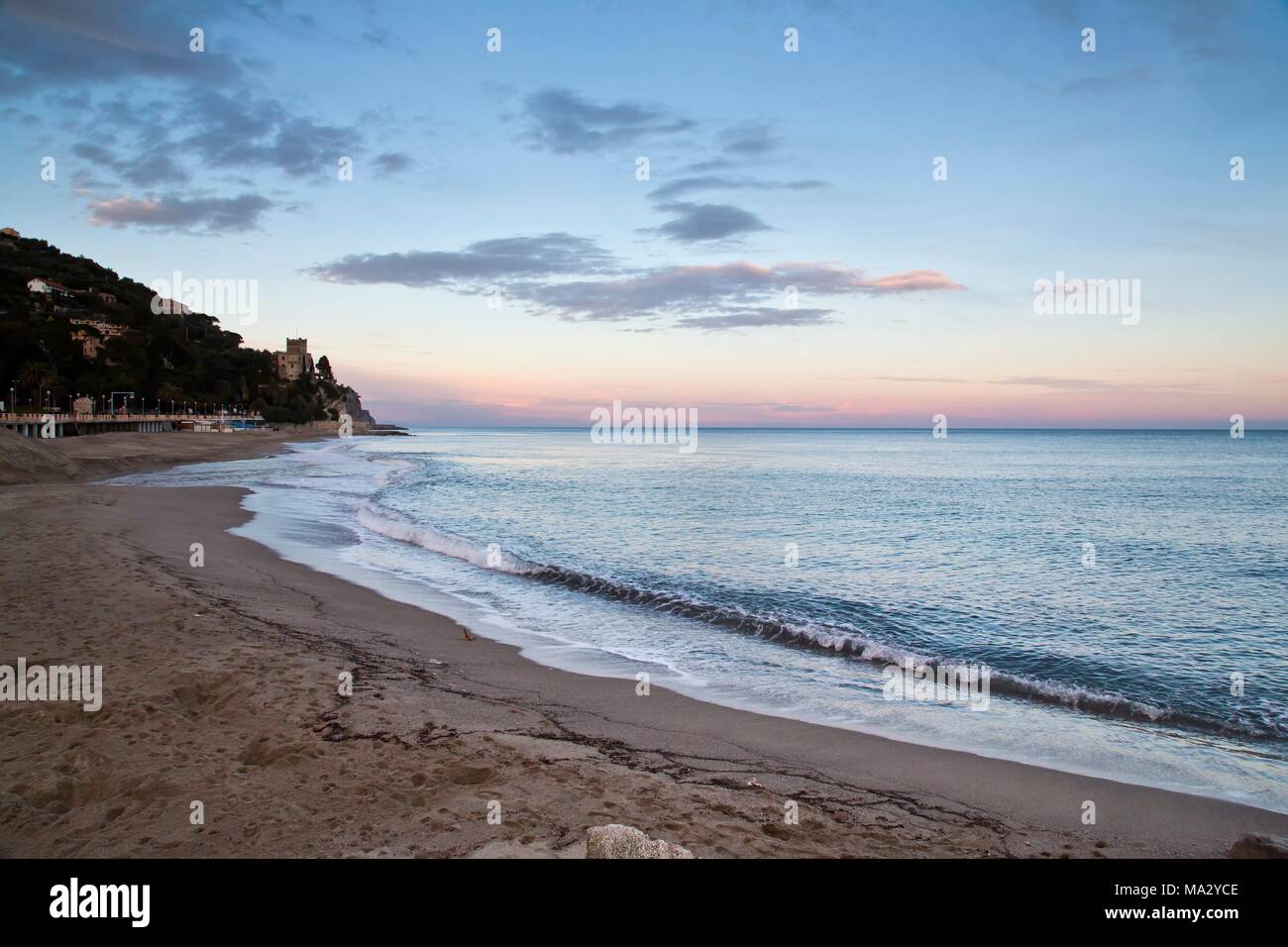 The town and the beach of Finale Ligure near Savona Stock Photo - Alamy