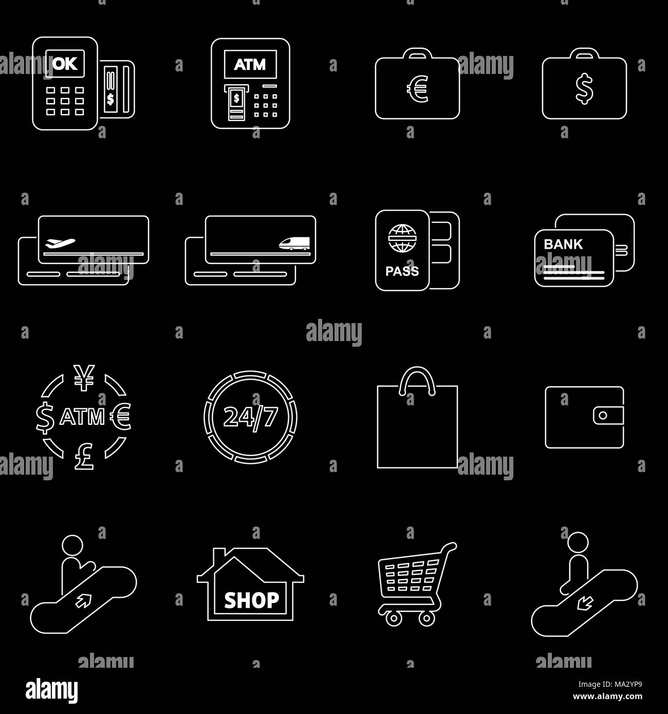 Money and finance icon set flat vector illustration. UI UX icons Stock ...
