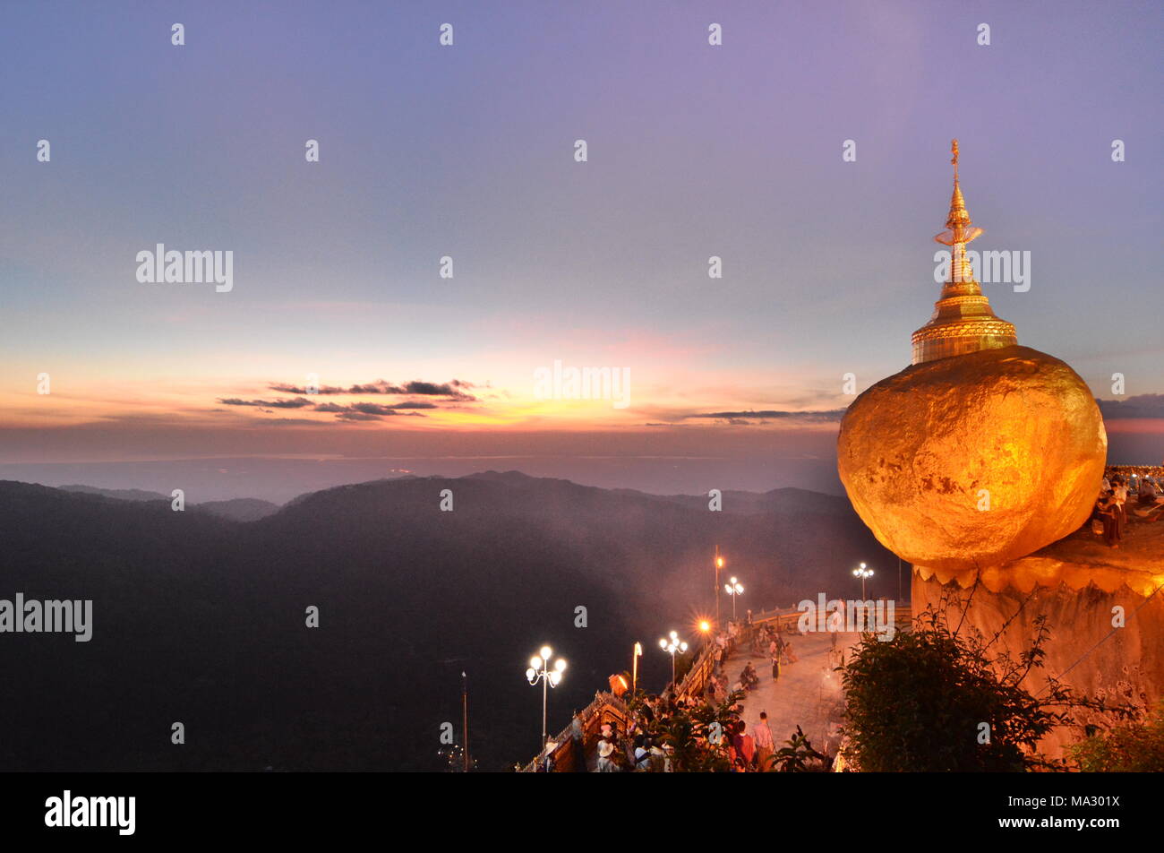 Kyaiktiyo Pagoda over the Golden Rock. Mon state. Myanmar Stock Photo ...