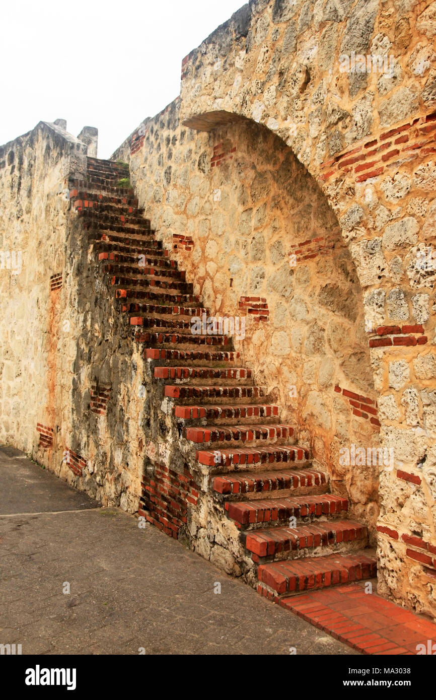 Ancient brick staircase in Santo Domingo. Dominican Republic Stock ...