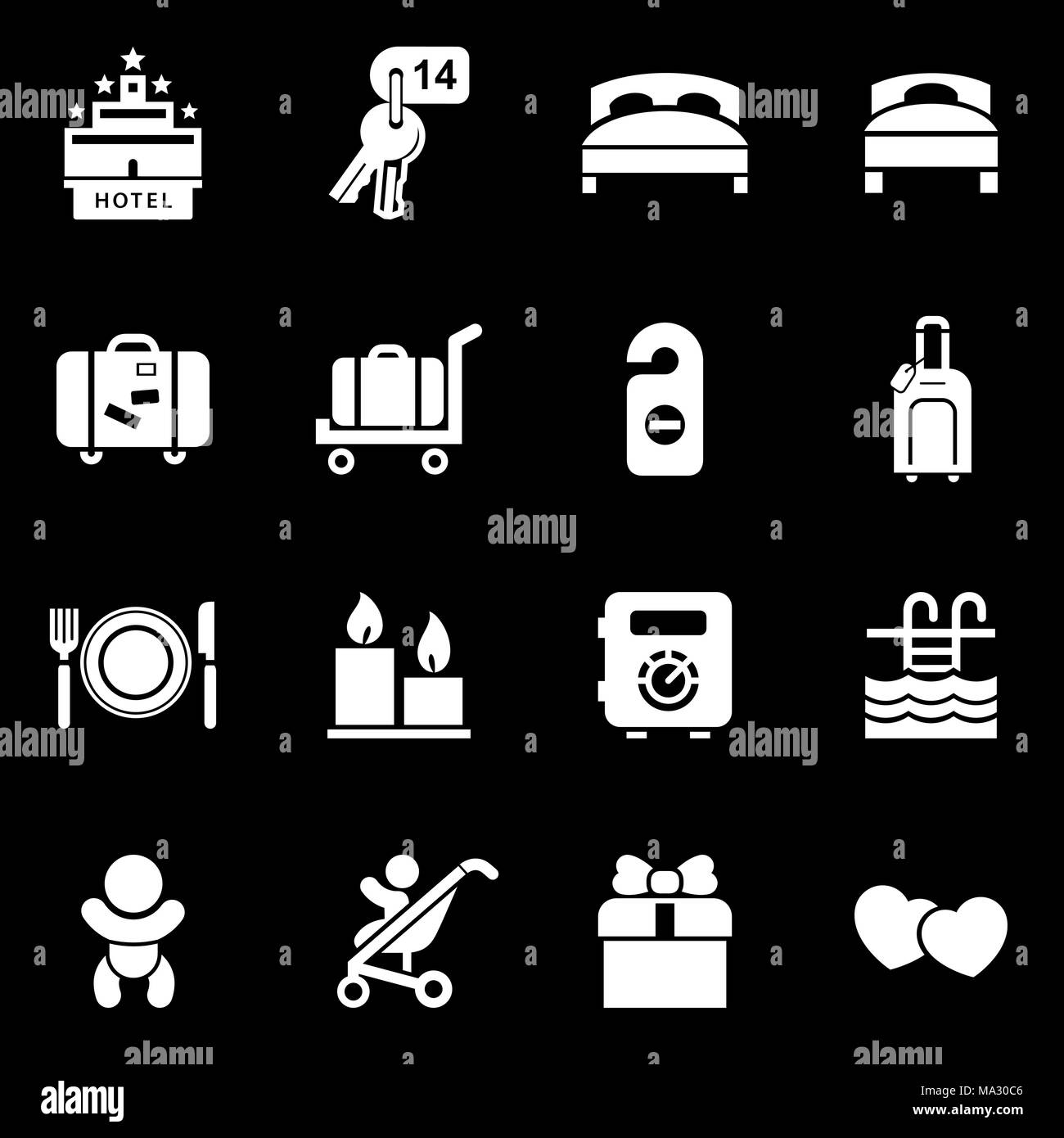 Hotel icon set simple flat style vector illustration. Hotel icons Stock ...
