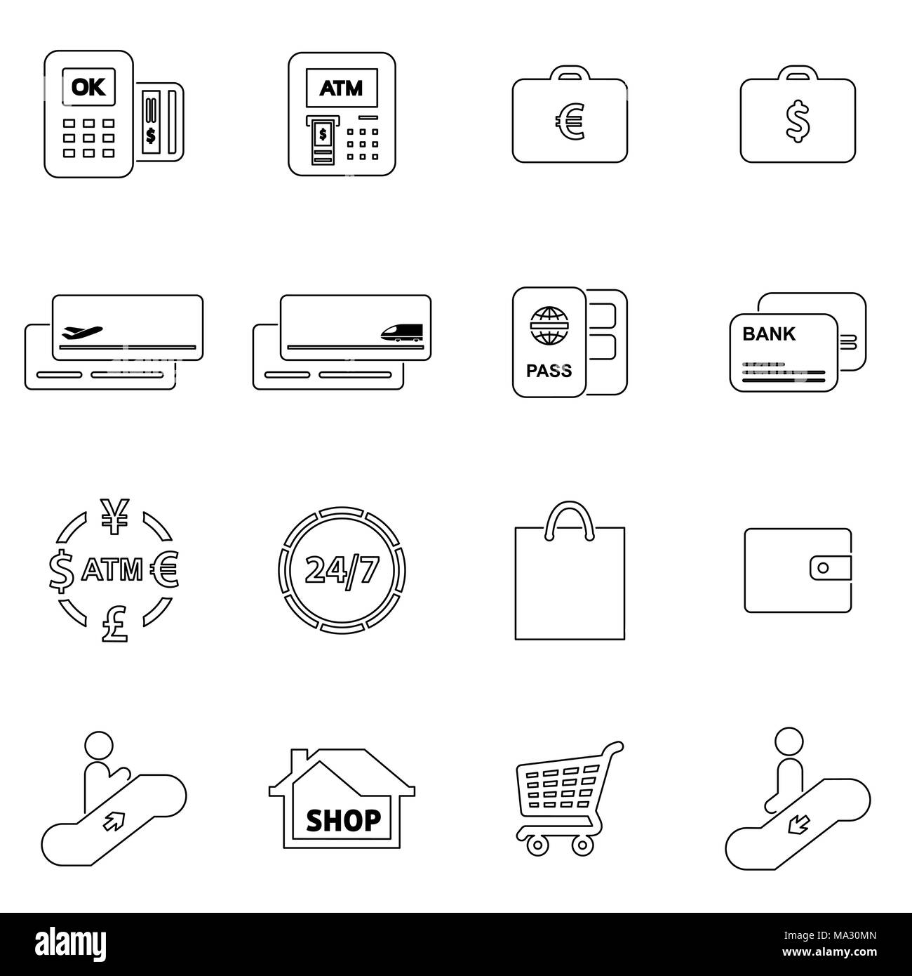 Money and finance icon set flat vector illustration. UI UX icons Stock ...