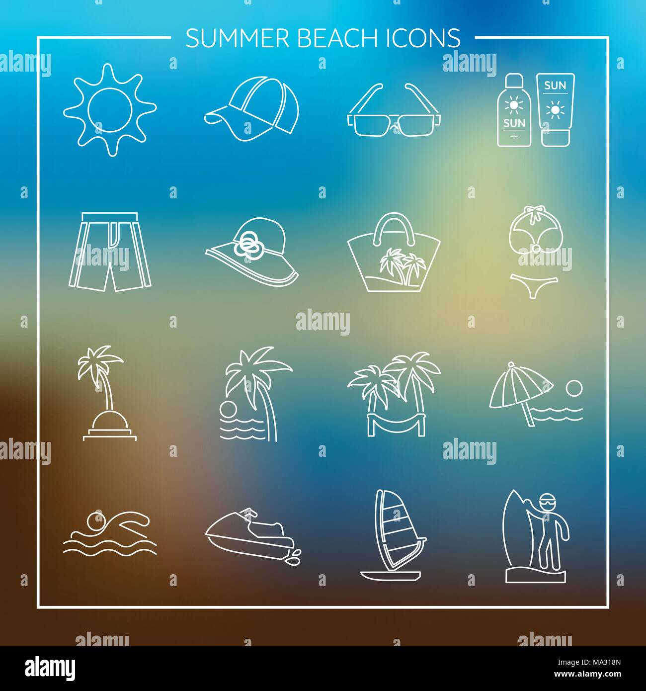 Beach summer icon set. Travel, tourism and vacation icon vector ...