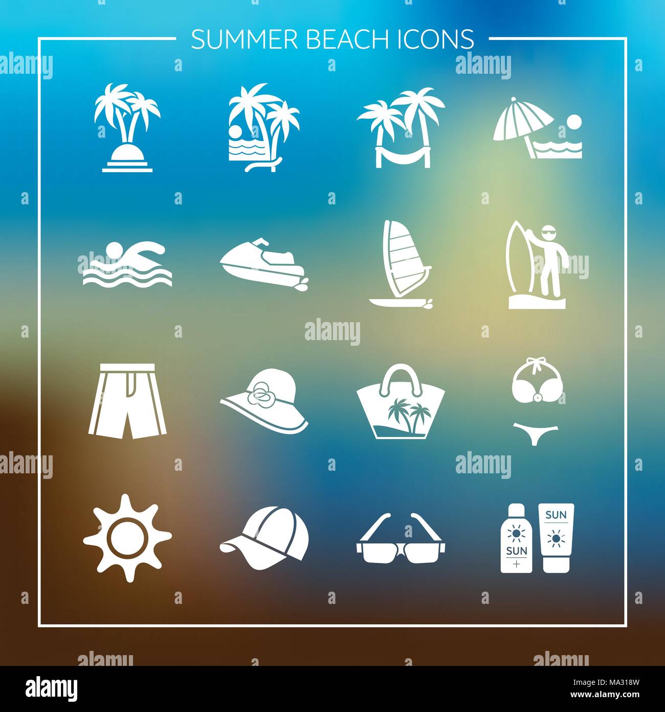 Beach summer icon set. Travel, tourism and vacation icon vector ...