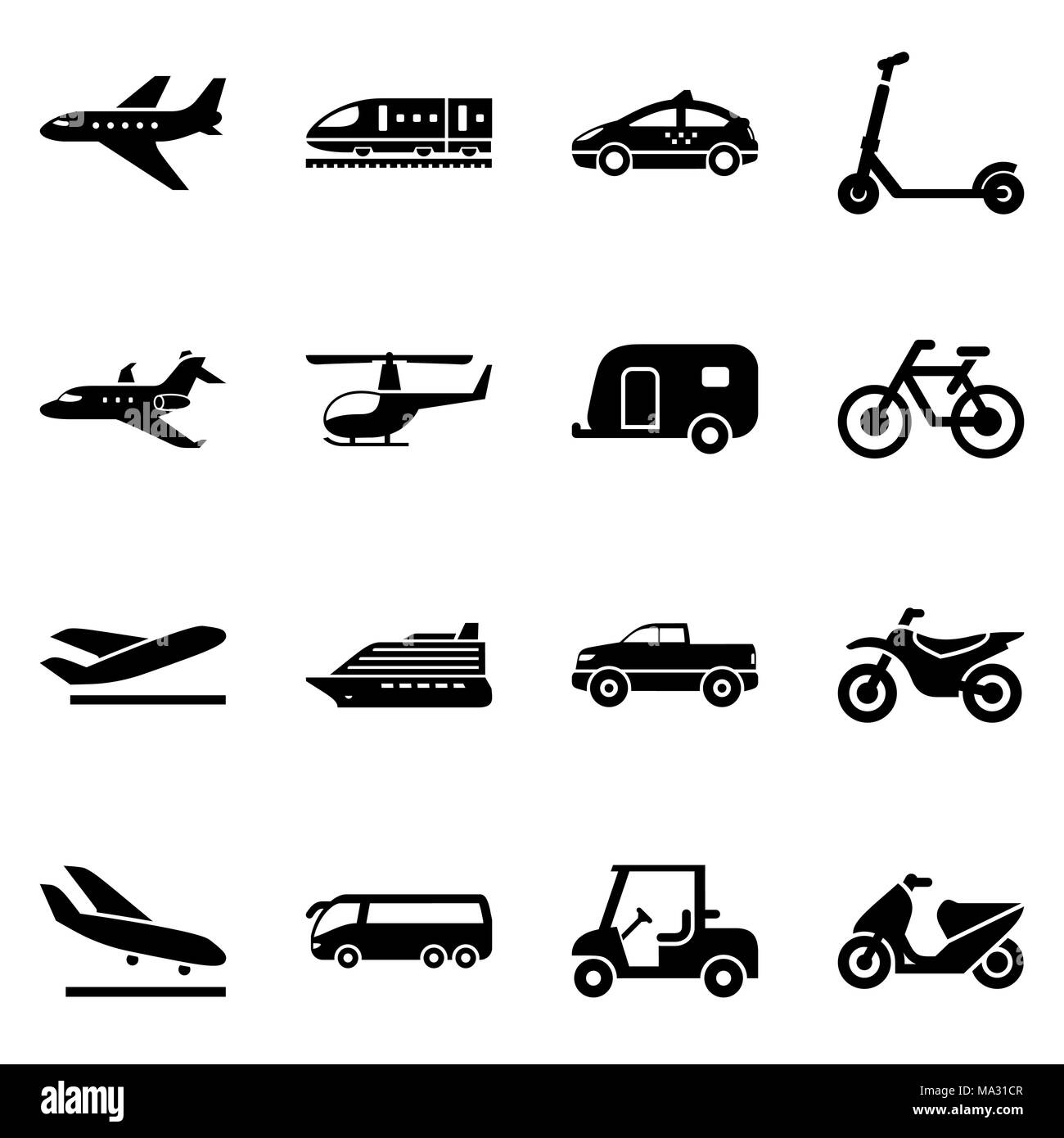 Transport and travel icon set simple flat vector illustration Stock ...