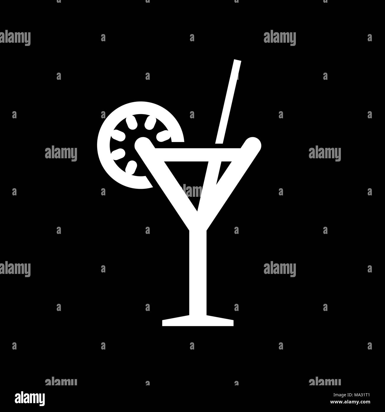 Cocktail glass icon simple flat style illustration Stock Vector Image ...