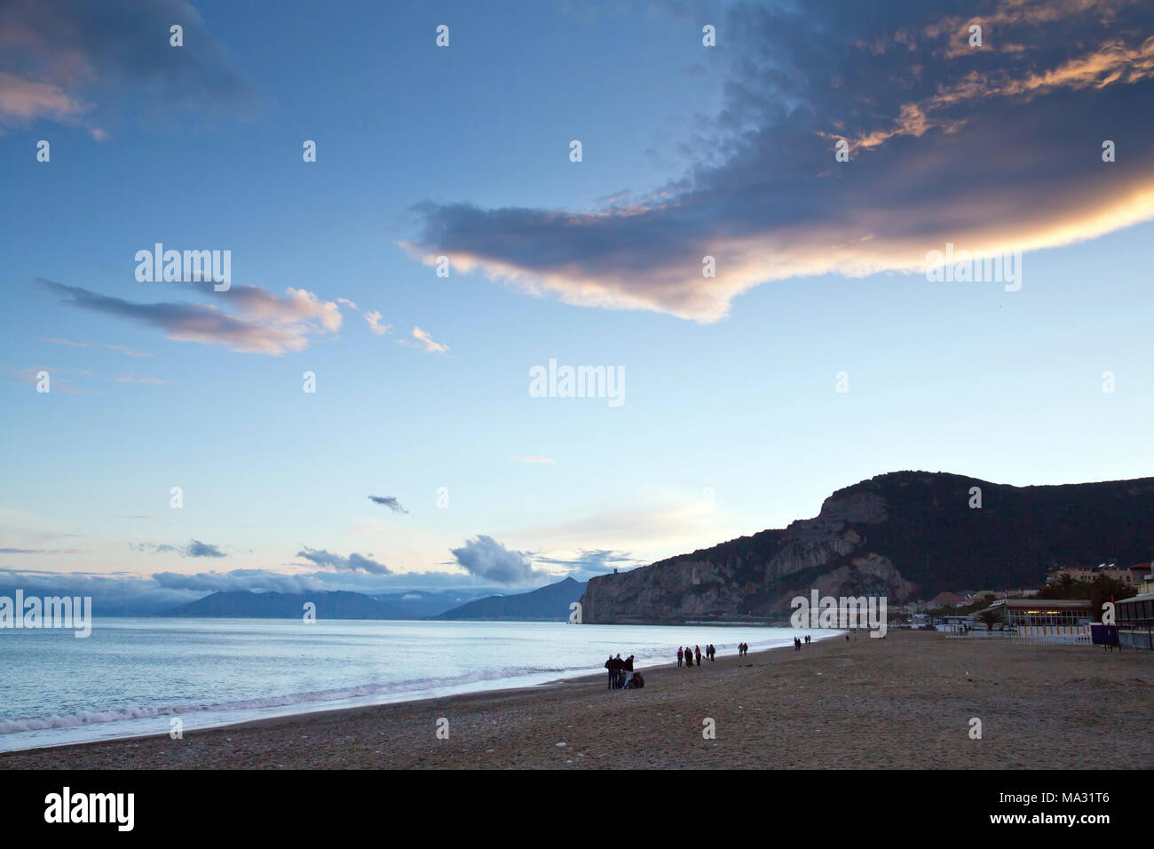 The town and the beach of Finale Ligure near Savona Stock Photo - Alamy