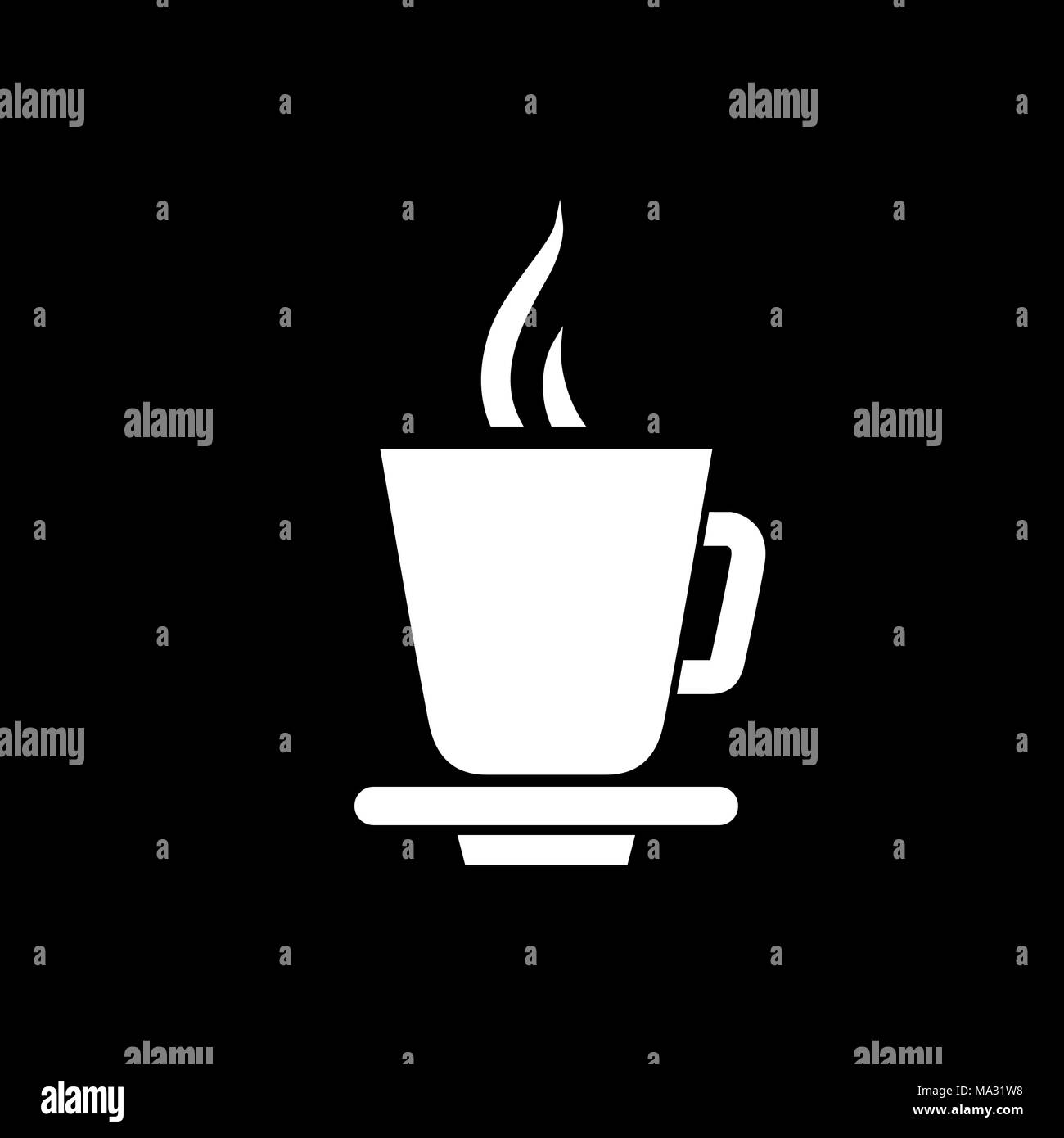 Coffee cup vector flat icon. Tea cup. Brown coffee cup sign on milk ...
