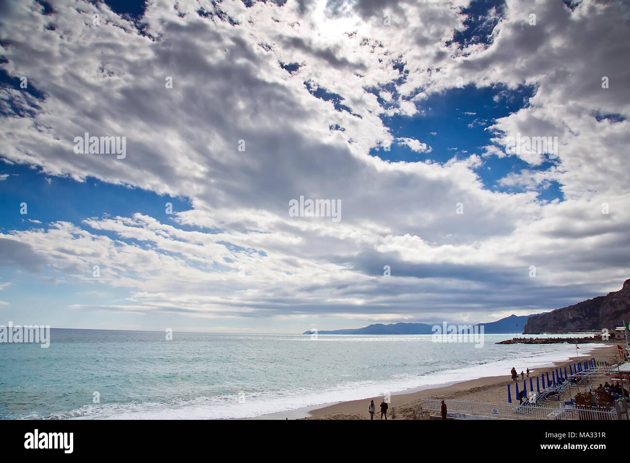 The town and the beach of Finale Ligure near Savona Stock Photo - Alamy