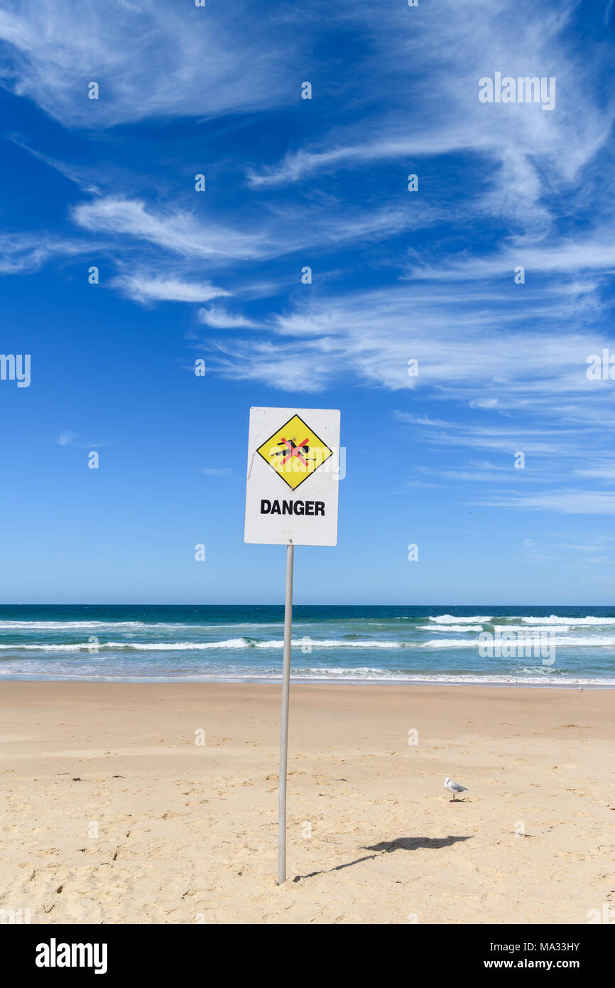 Warning signs on the Beach in Australia Stock Photo - Alamy