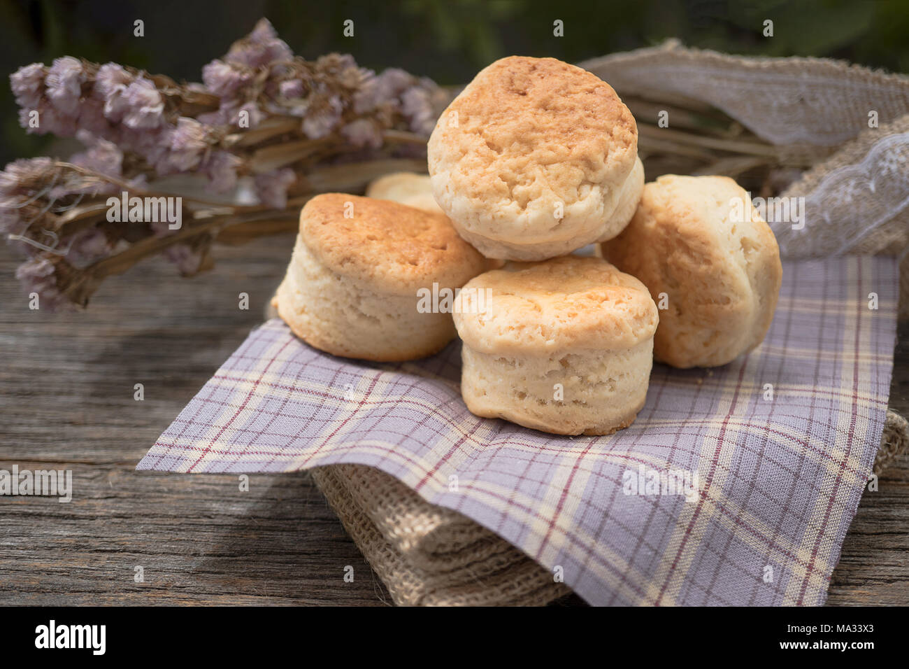 Homemade fresh classic scone on wood background Stock Photo - Alamy
