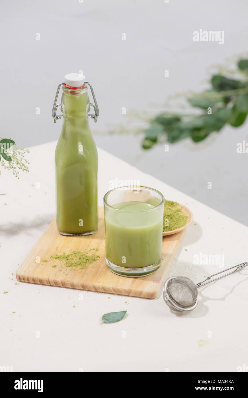 Homemade green tea, refreshing for health on white background Stock ...