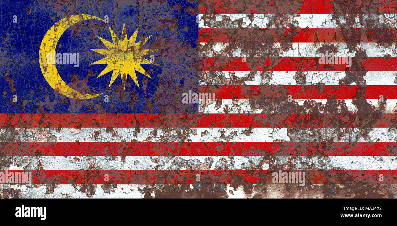 Old Malaysia grunge background flag Stock Photo - Alamy