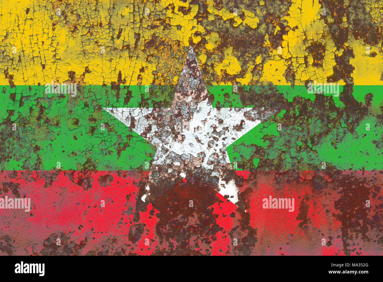 Old Myanmar grunge background flag Stock Photo - Alamy