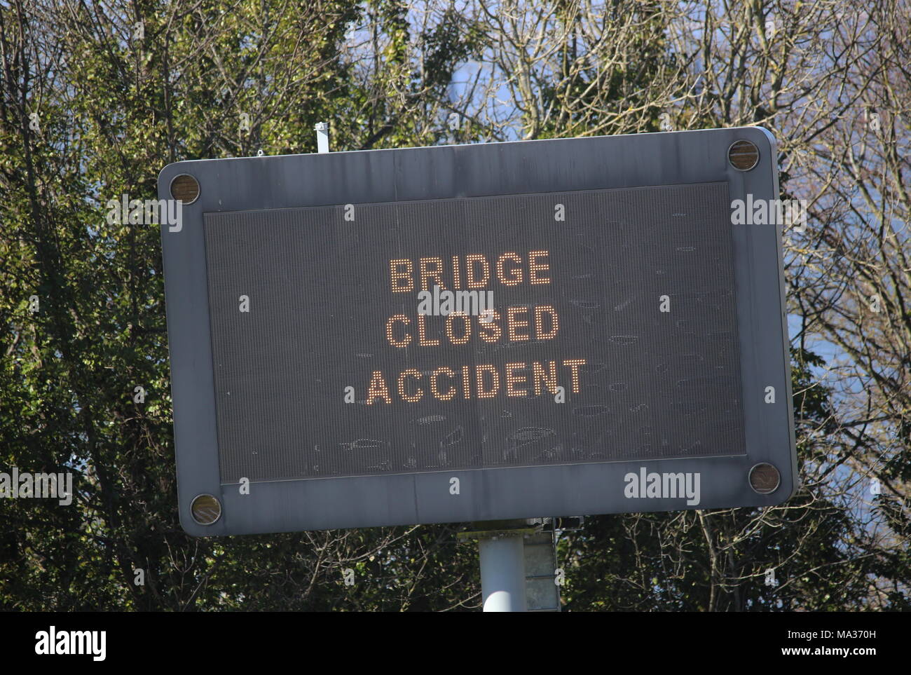 Bridge closed accident warning Tay Road Bridge Fife Scotland March 2018 ...