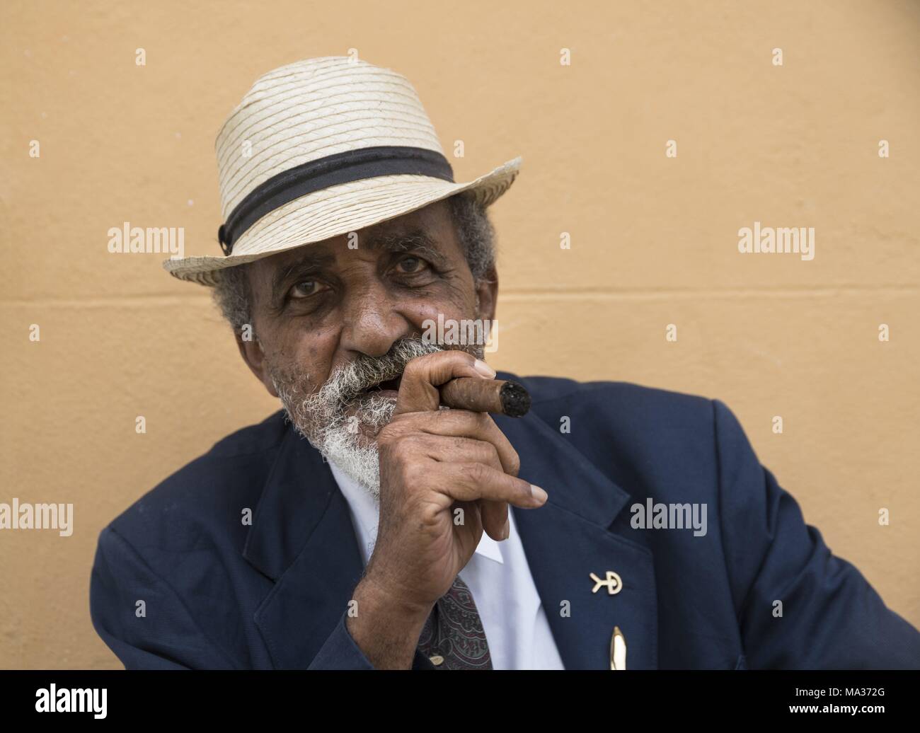 Portrait of an old man: The Cuban, who is photographed proudly in ...