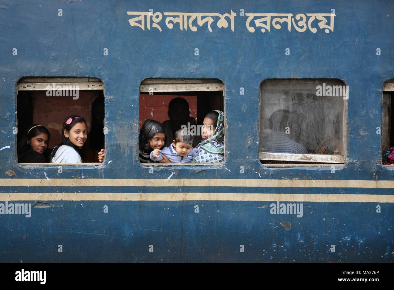 Railway station Kamlapur with travelers in a train on 08.01.2015 in ...