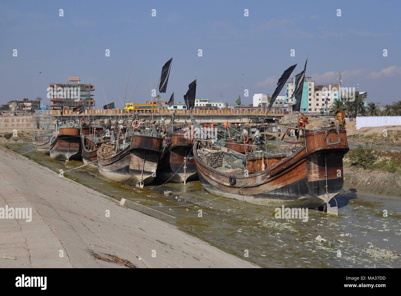 Wooden ships on river Karnaphuli on 15.01.2015 in Chittagong ...