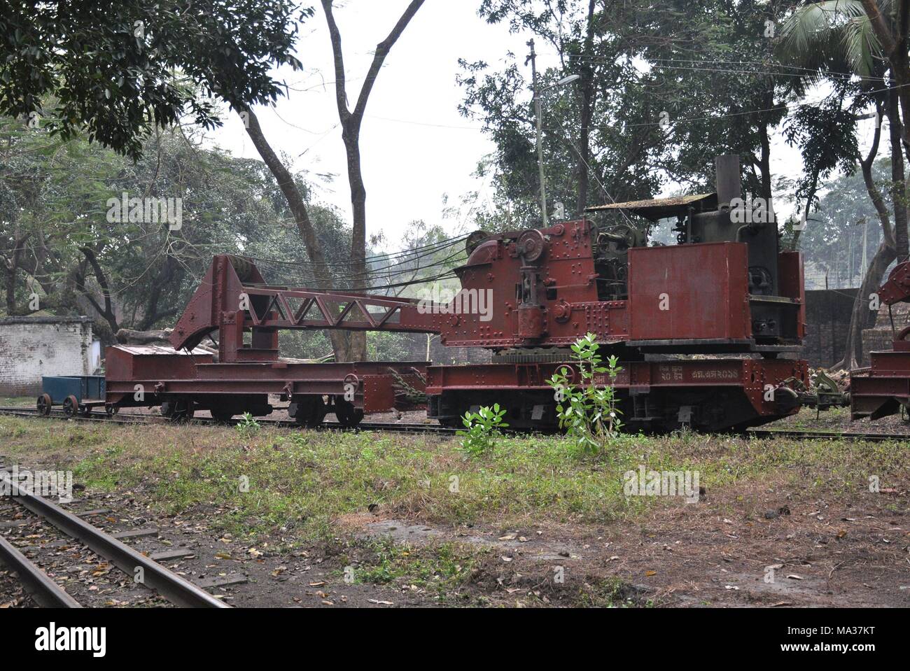 Steam crane in the railway workshop on 11.01.2015 in Saidpur ...