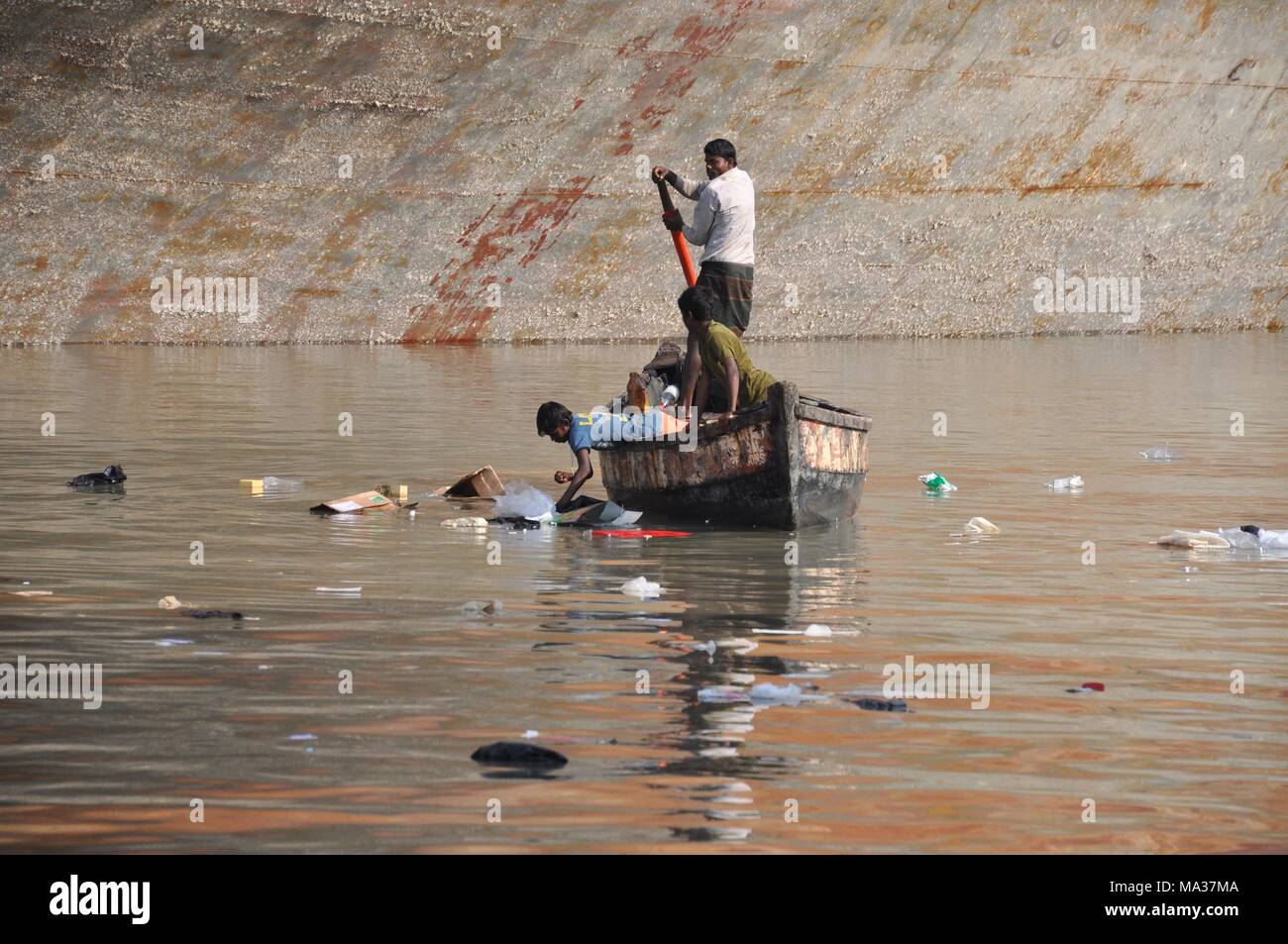 Ships graveyard with garbage collectors on 17.01.2015 at Chittagong ...