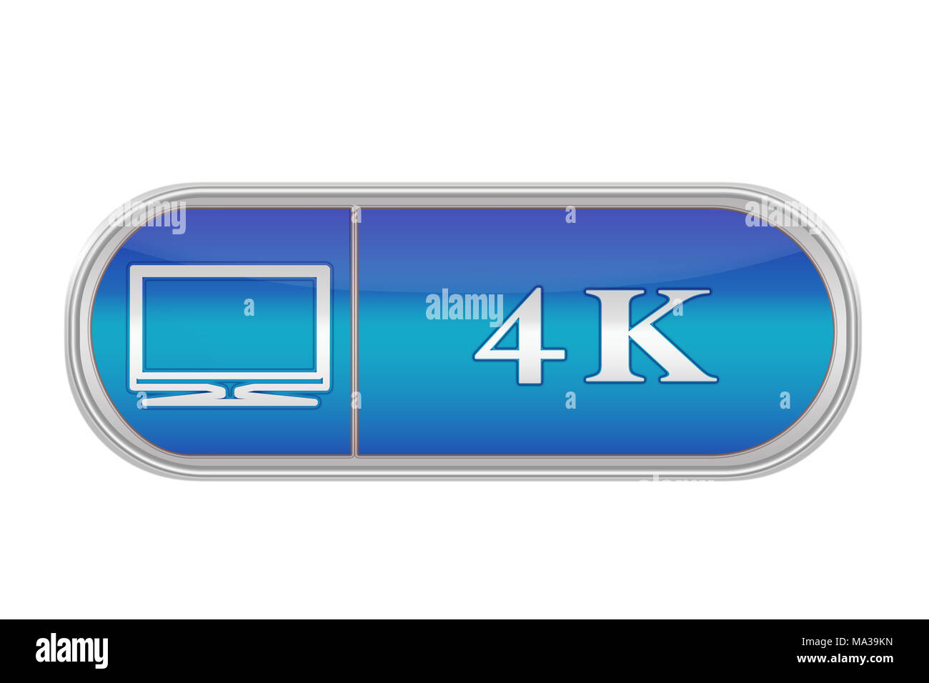 Oblong volume button of blue color with the icon and the inscription ...