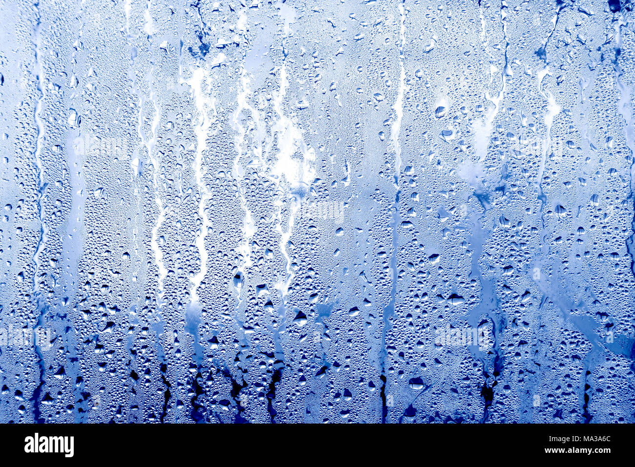 texture background wet drops of water dew on misted glass mist Stock ...