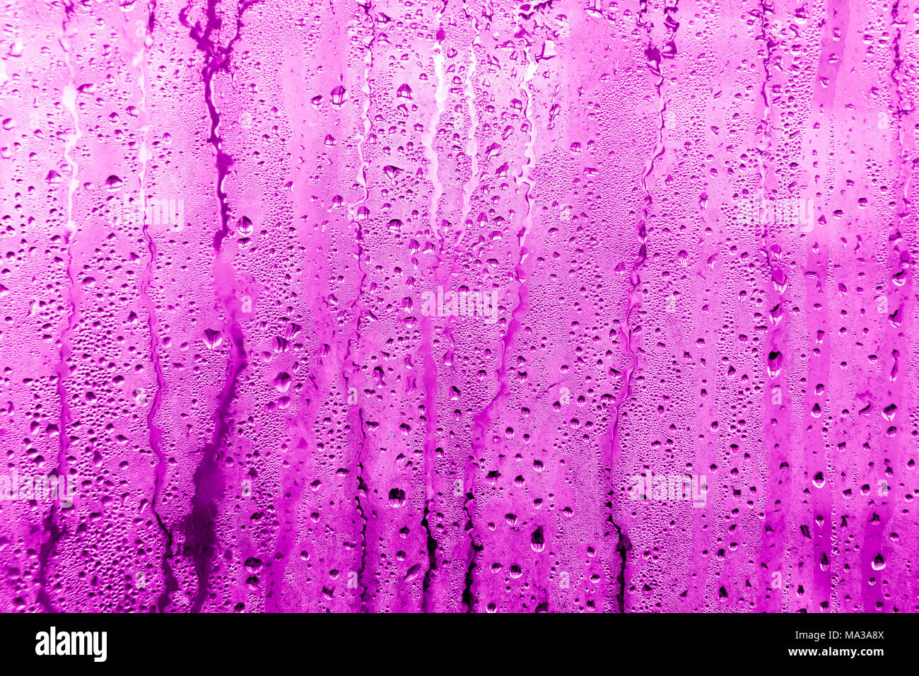 texture background wet drops of water dew on misted glass mist Stock ...