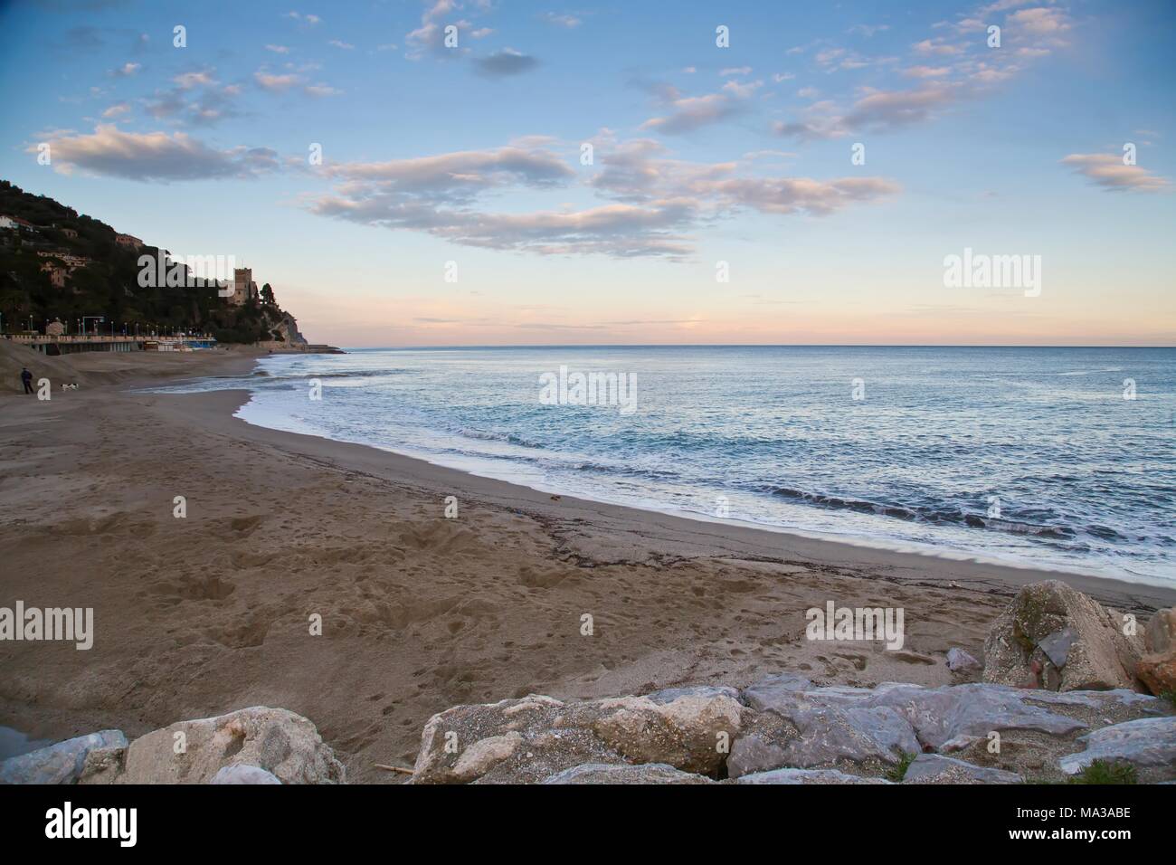 The town and the beach of Finale Ligure near Savona Stock Photo - Alamy