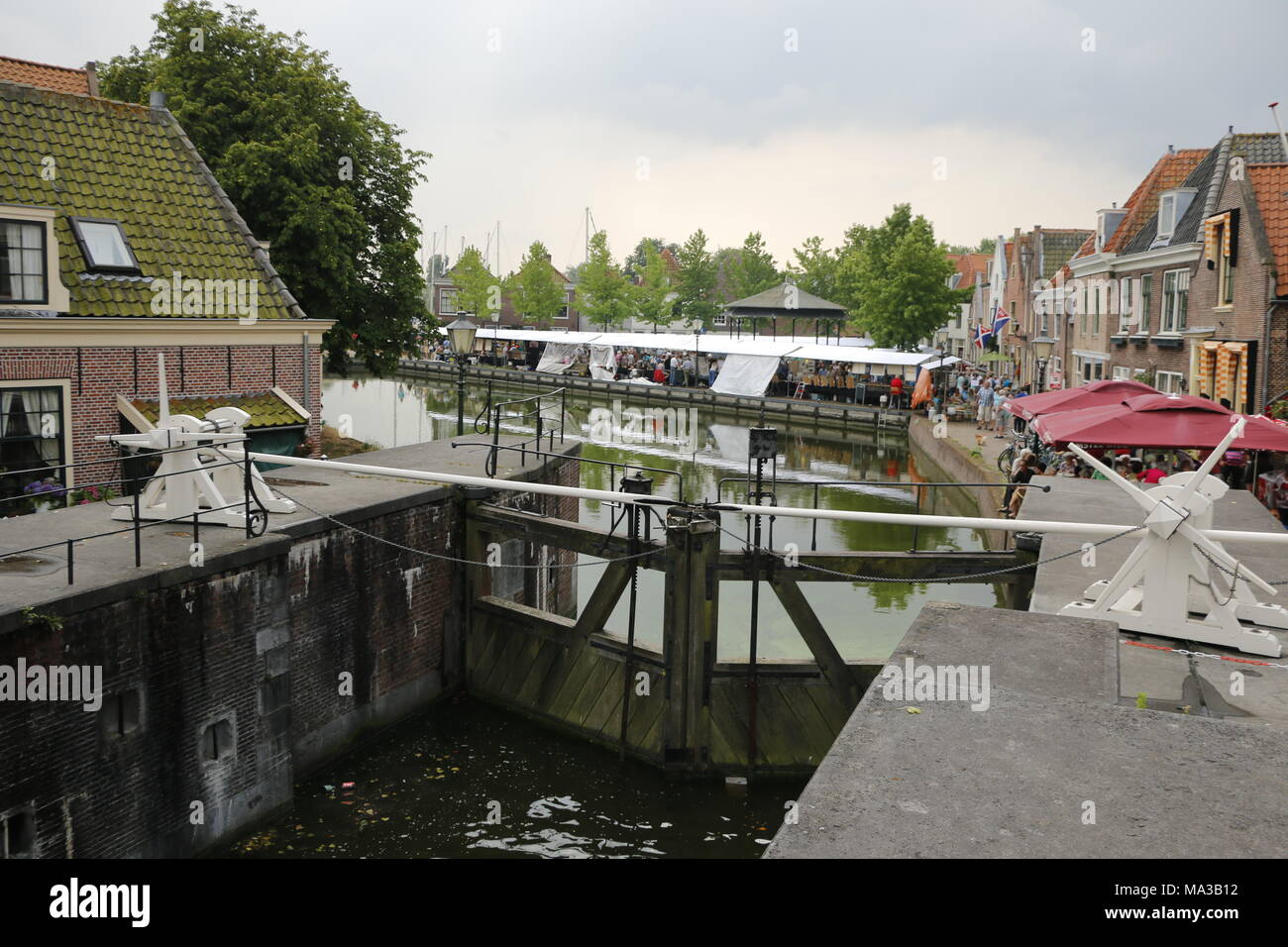 Spaarndam a village in the Netherlands is built around a dam with a ...