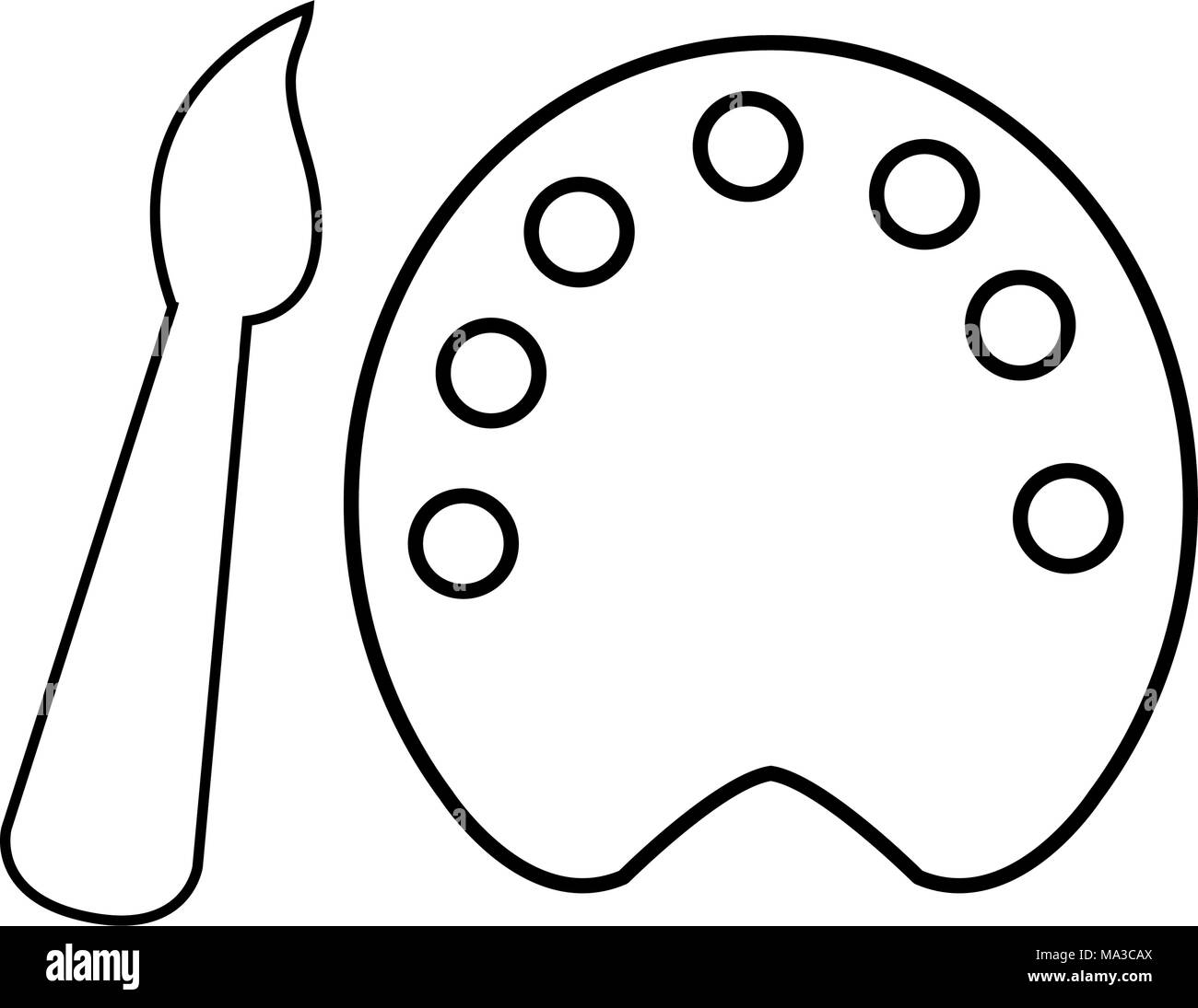 Vector illustration paintbrush palette Black and White Stock Photos ...