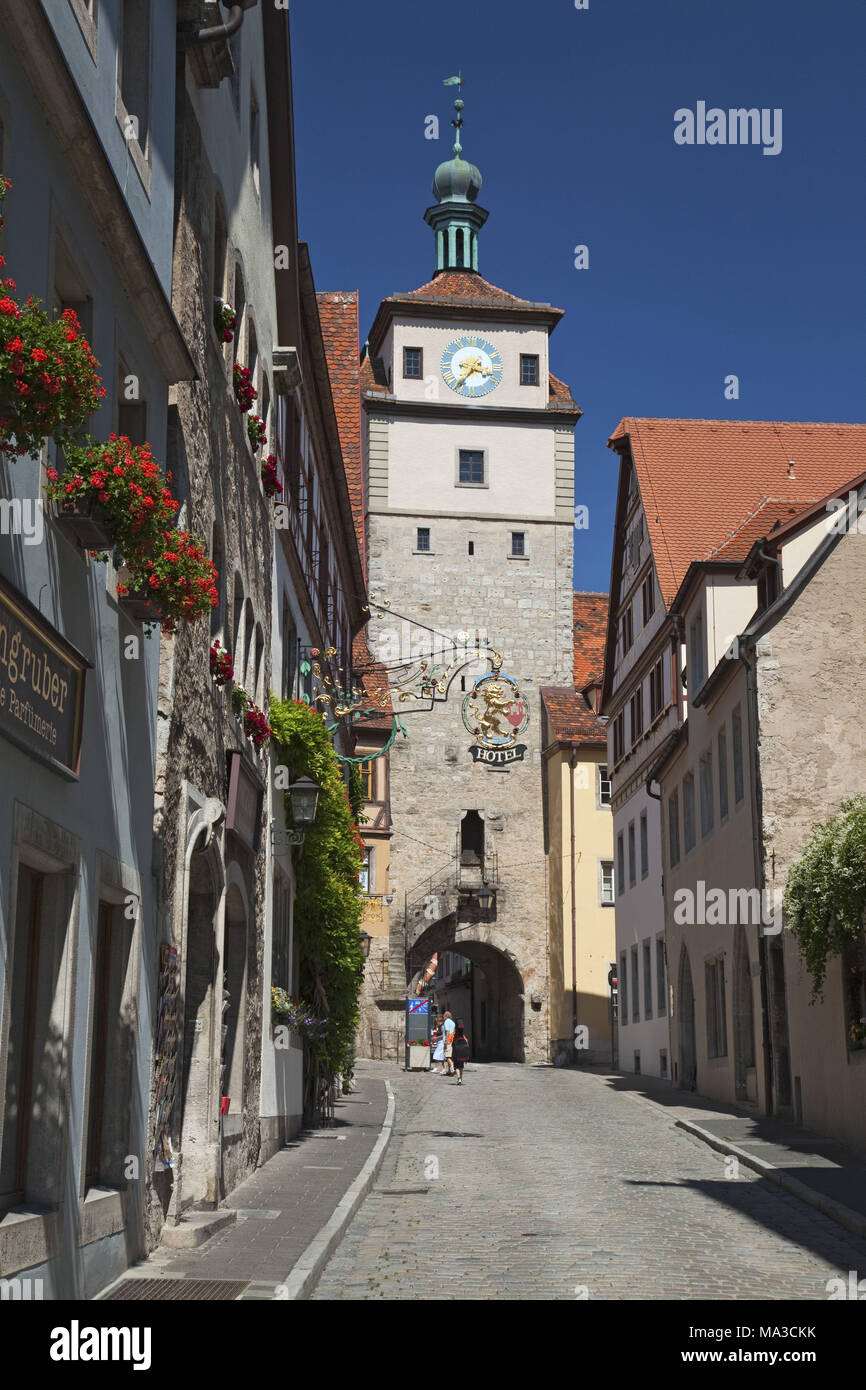 White tower in Rothenburg ob der Tauber, Bavaria, Central Franconia ...