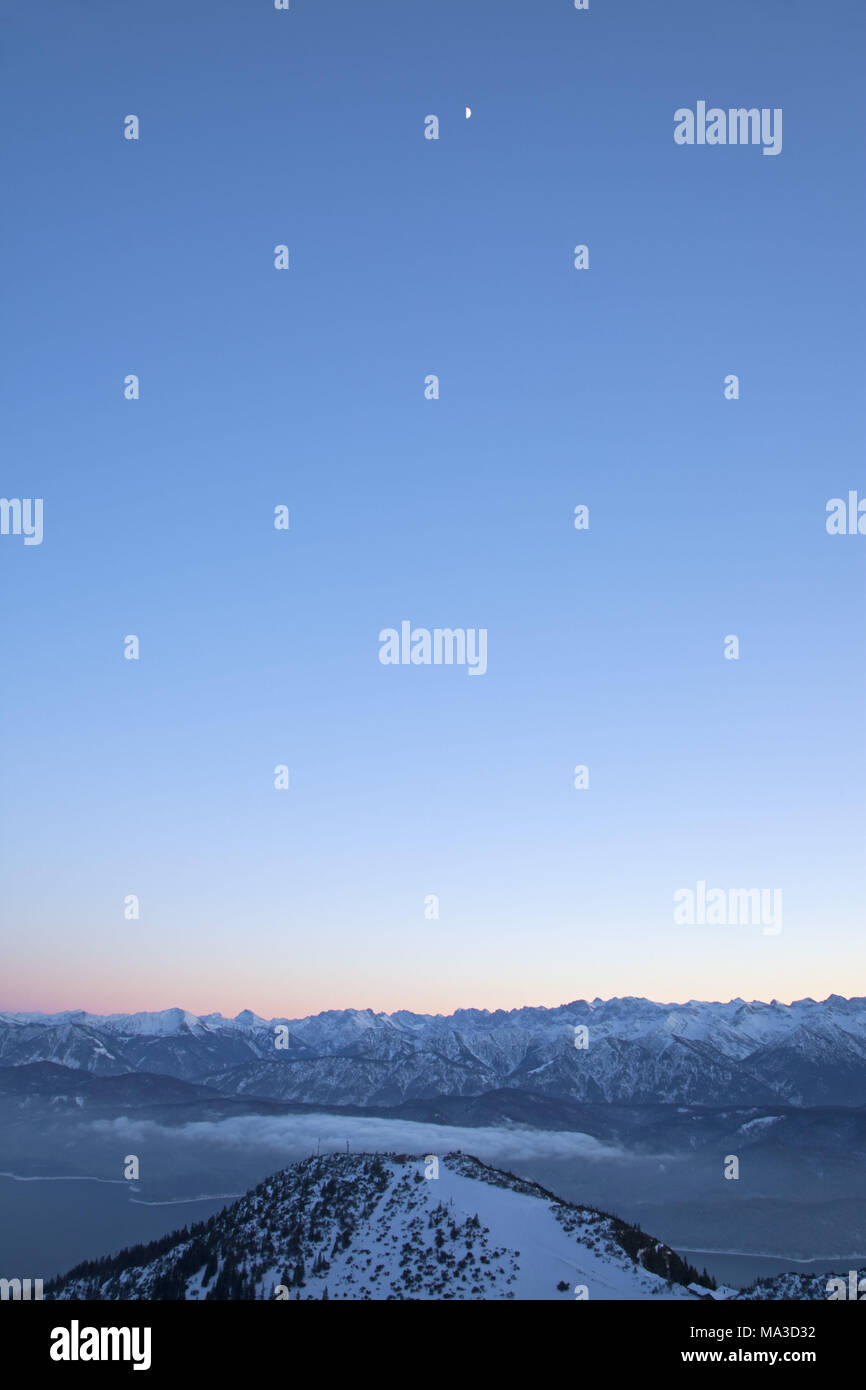 Moon, view from the 'Herzogstand' (mountain), Bavarian pre-alps, alps ...
