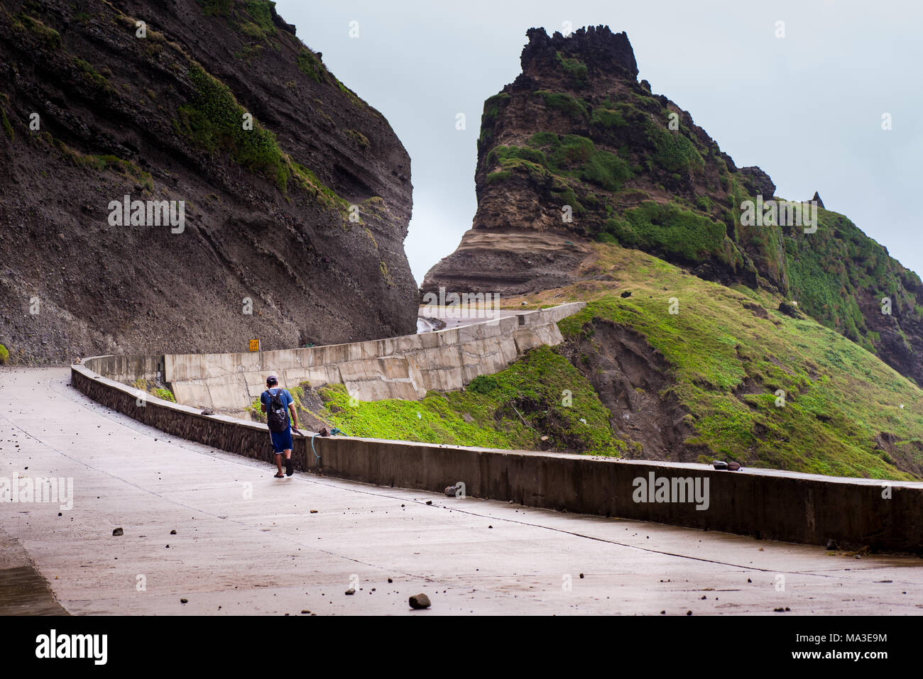 Beauiful landscape of Batanes, Philippines. Taking the road along its ...