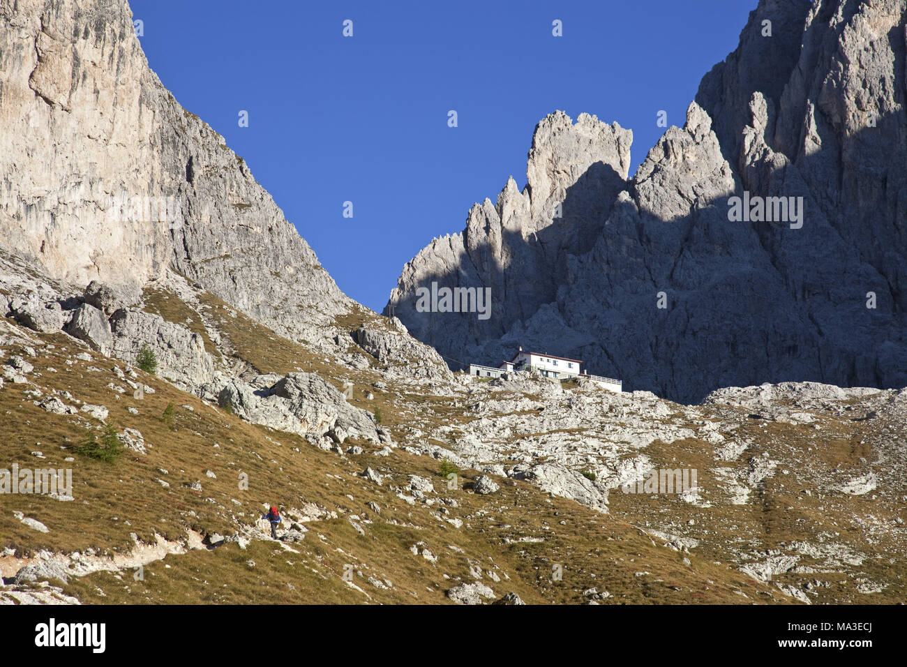 Refugio Fond Savio hut in the Cadini group, Dolomites, South Tirol ...
