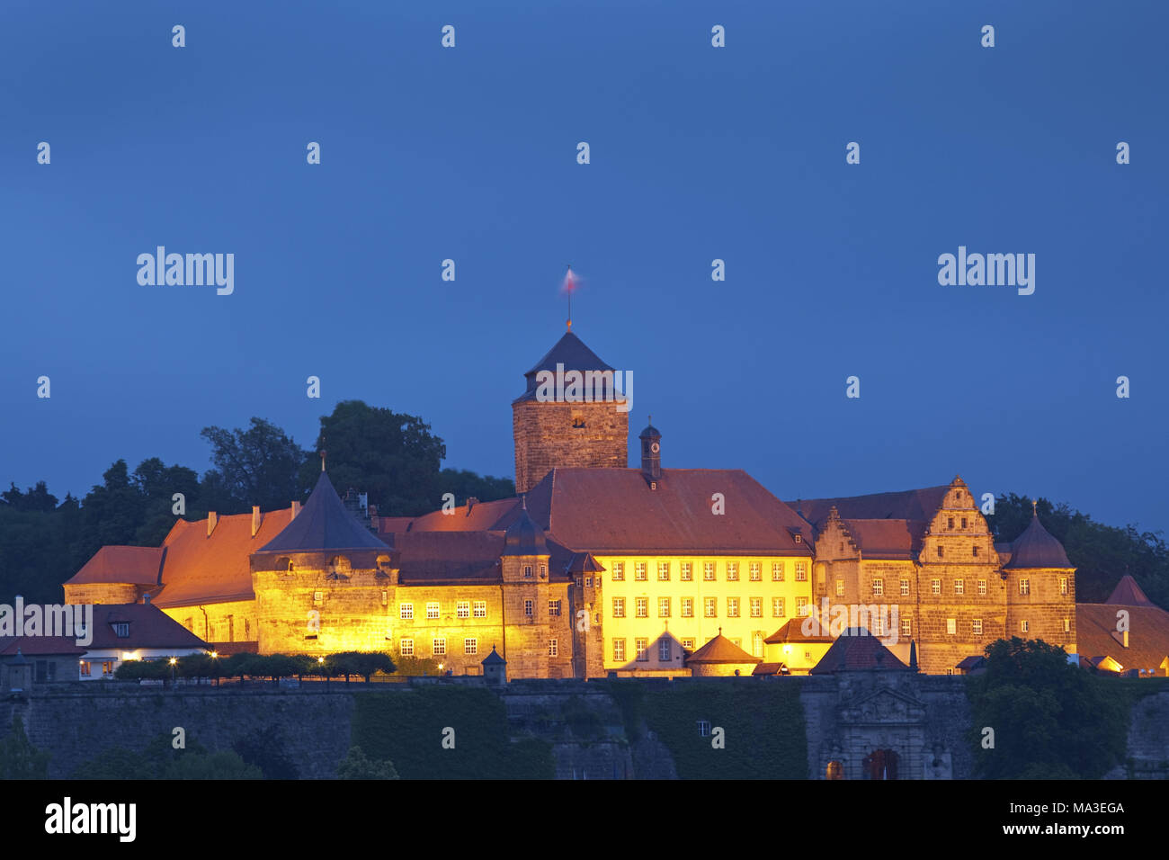 Old Town of Kronach with fortress Rosenberg, Upper Franconia, Franconia ...