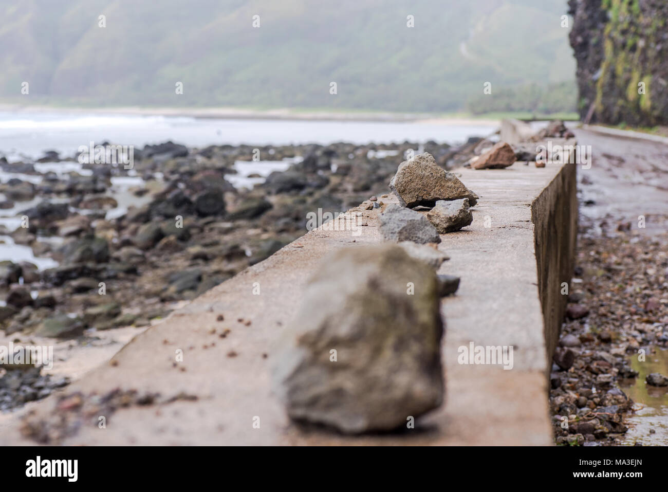 Stones lining at the side of the road Stock Photo - Alamy