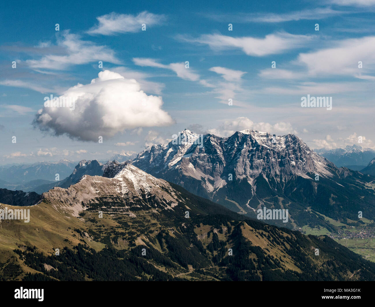 Aerial photo of the 'Zugspitze' (highest mountain in Germany Stock ...