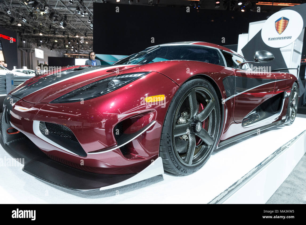New York, NY - March 29, 2018: Koenigsegg RS on display at 2018 New ...