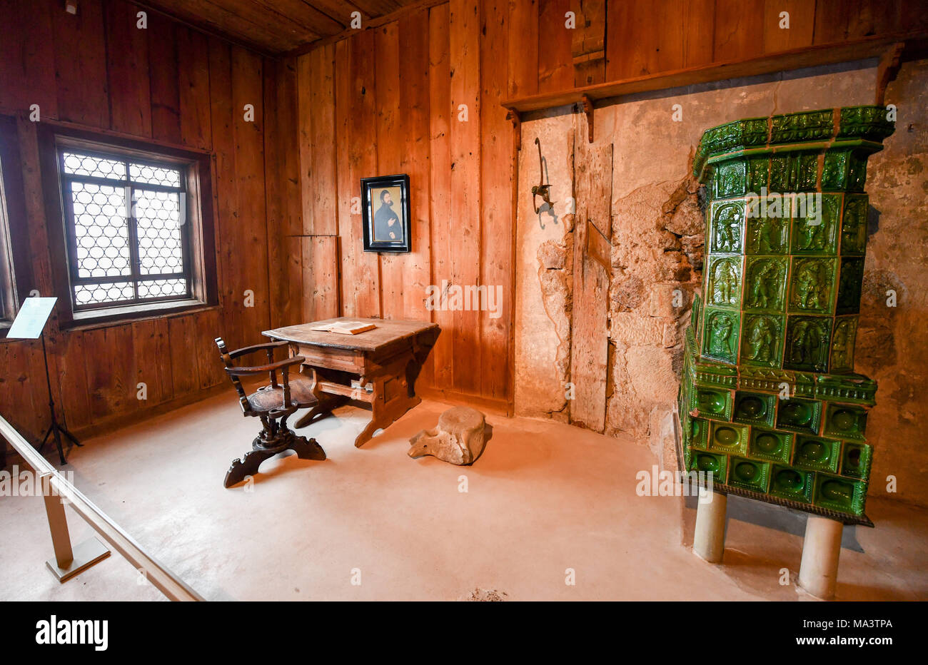28 March 2018, Germany, Eisenach: The historic writing desk of Martin ...