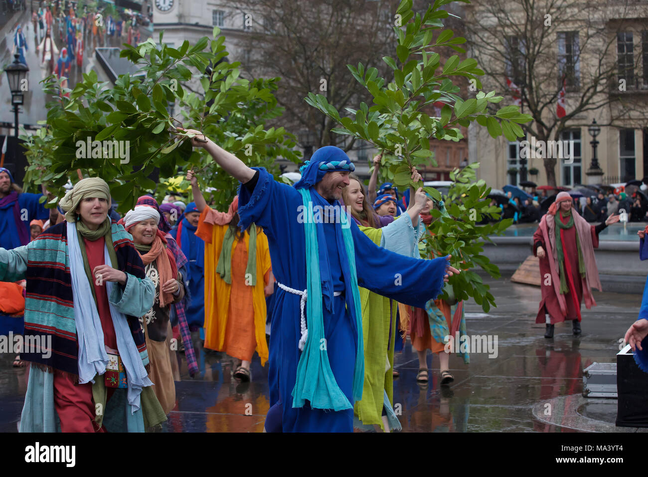 London,UK,30th March 2018,The Passion of Jesus took place in Trafalgar ...