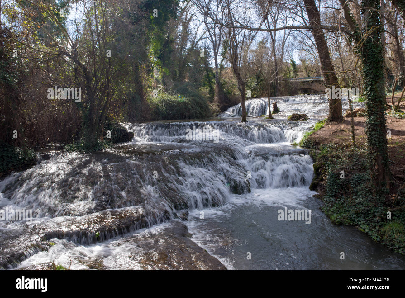 Waterfall in the stone monastery in Aragon, Spain Stock Photo - Alamy
