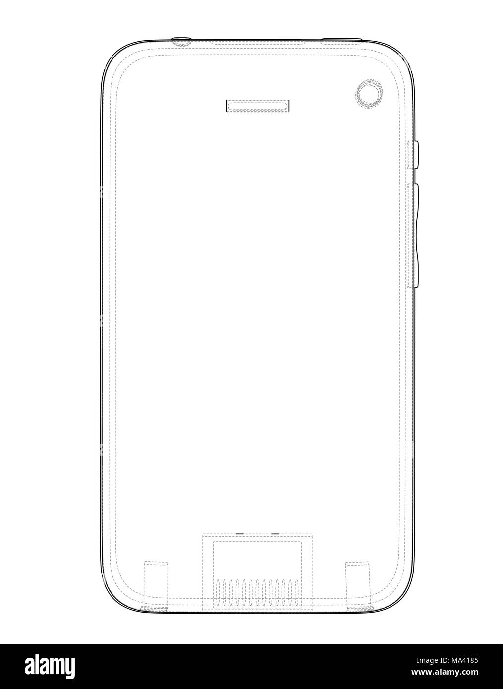 Sketch of mobile phone. 3d illustration. Wire-frame style Stock Photo ...